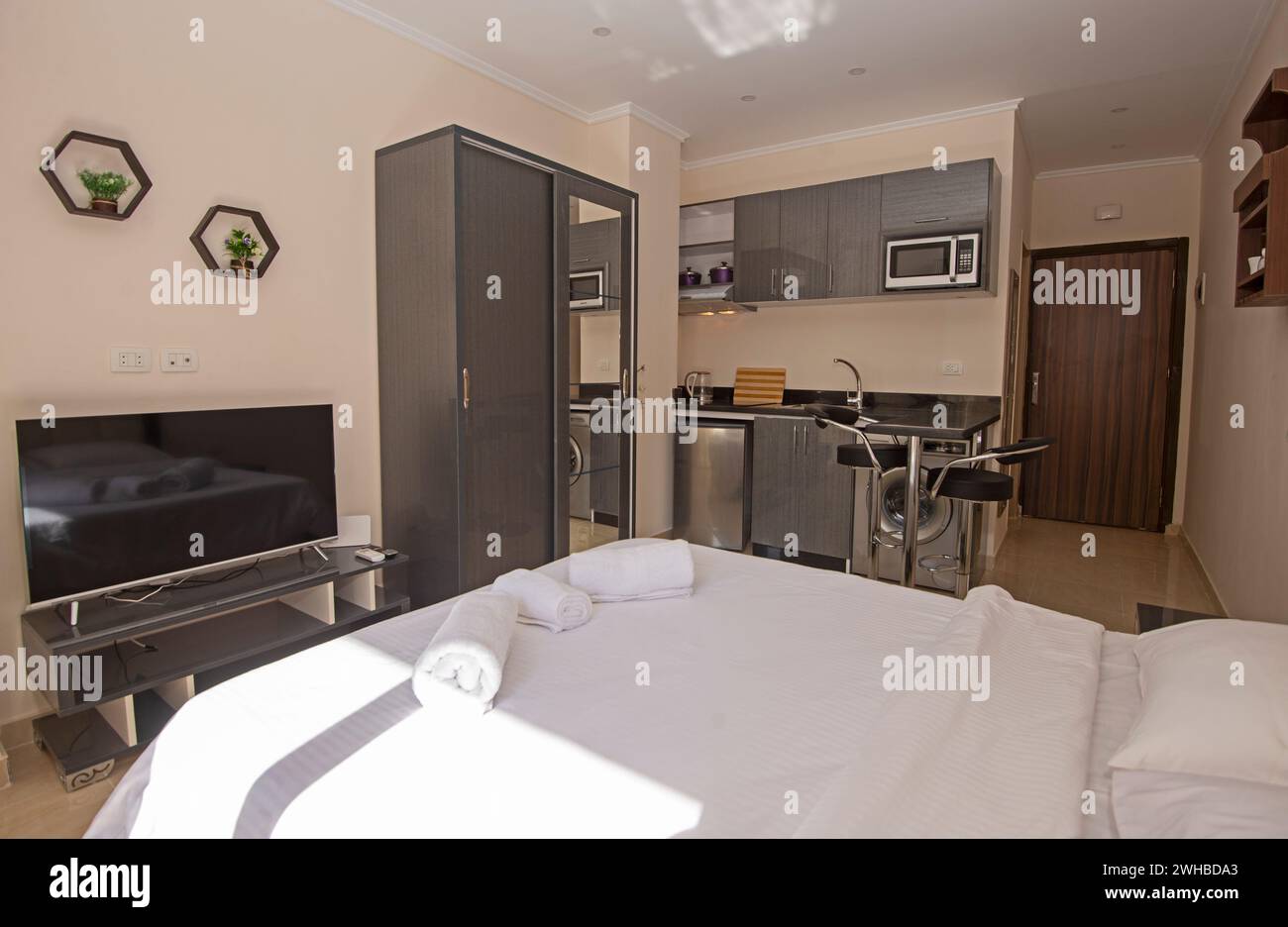 Interior design decor furnishing of luxury show home studio apartment ...