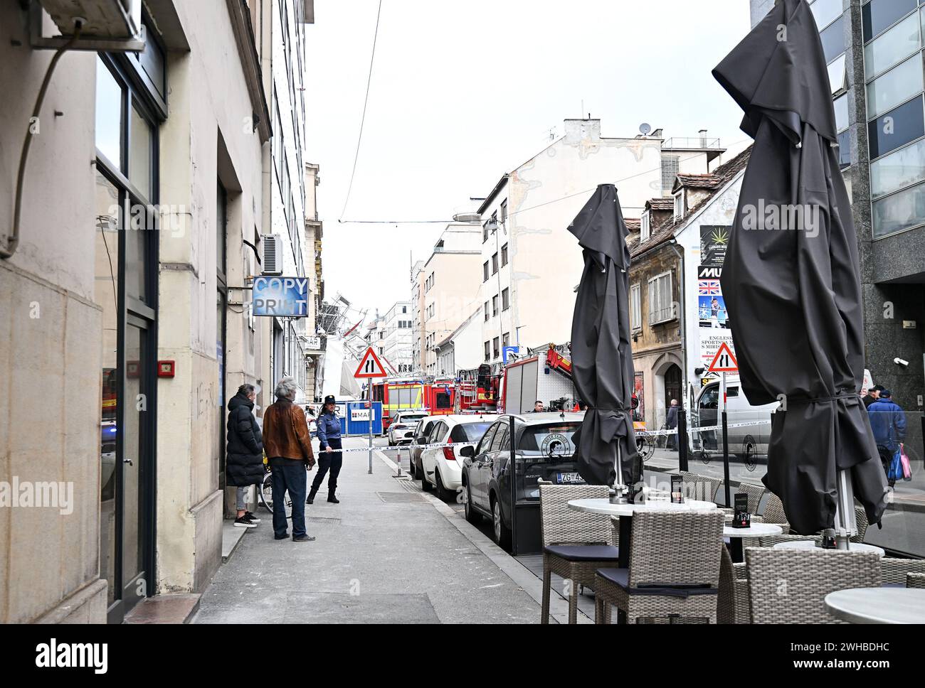 In Petrinjska Street in the center of Zagreb, scaffolding from the ...