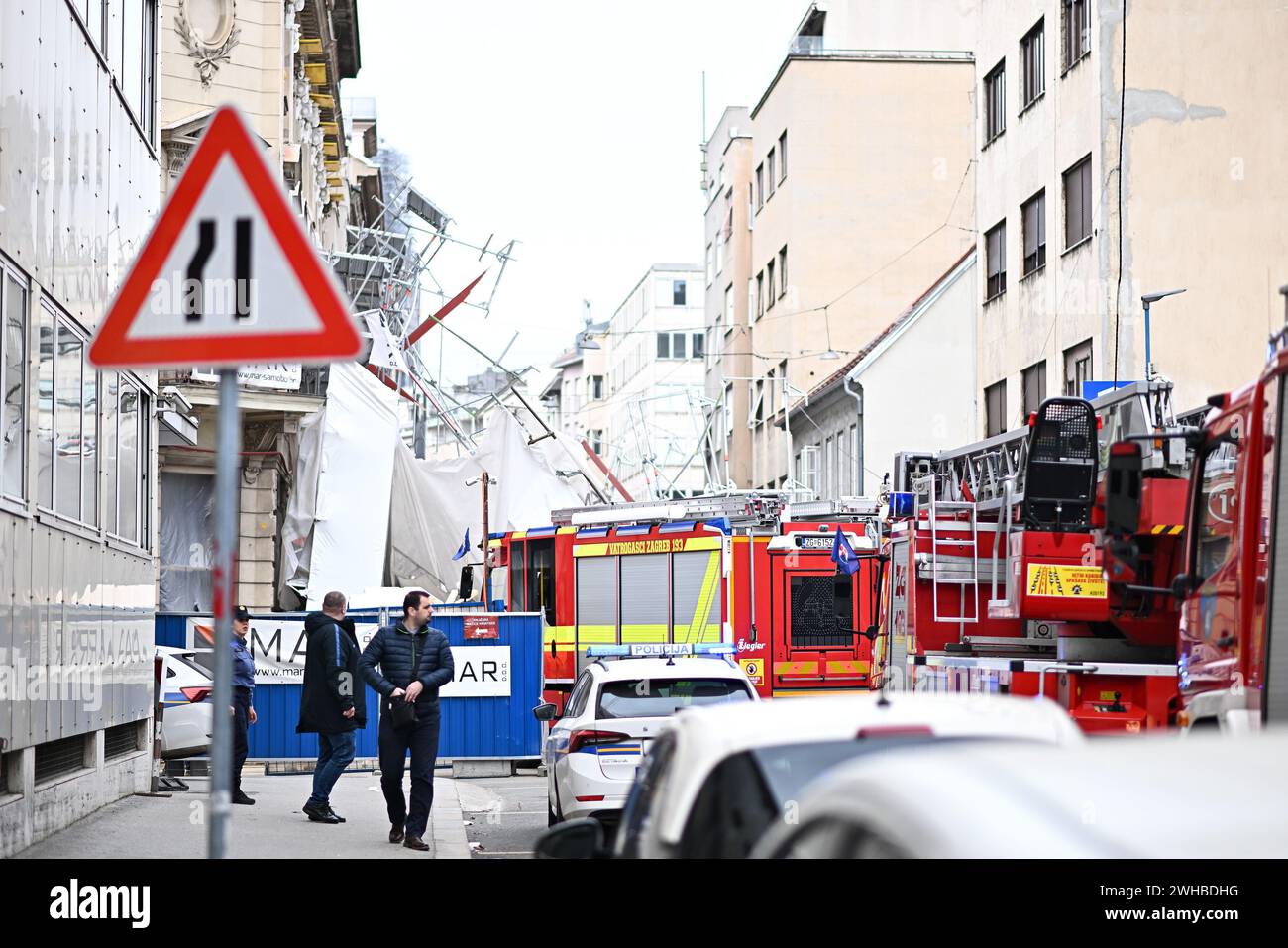 In Petrinjska Street in the center of Zagreb, scaffolding from the ...
