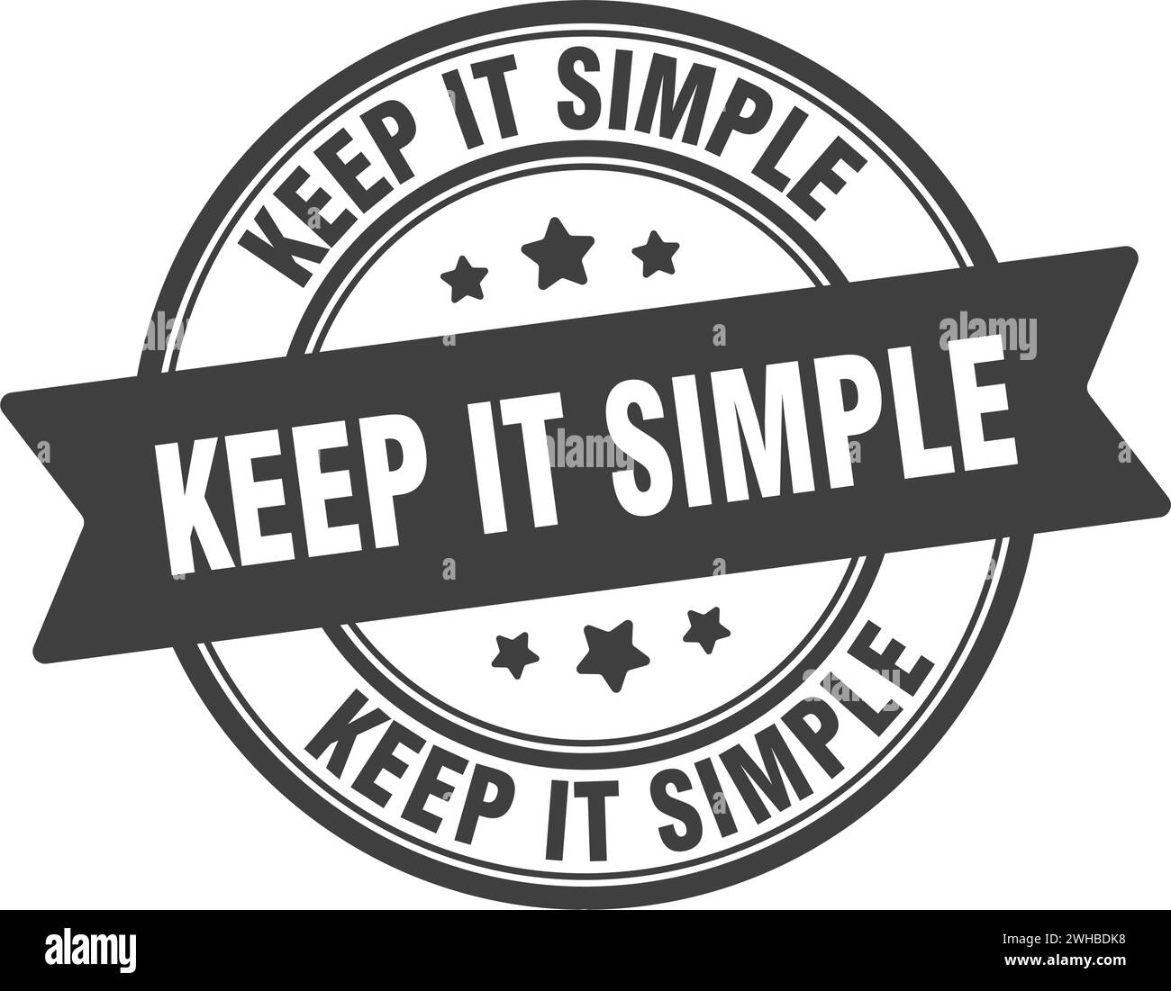 keep it simple stamp. keep it simple round sign. label on transparent ...