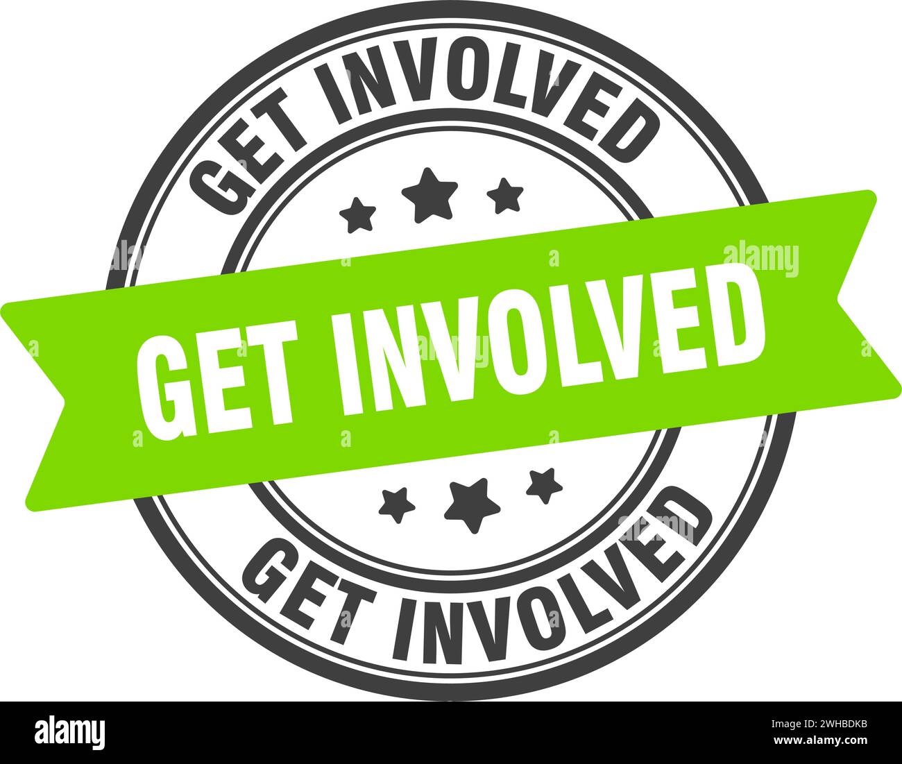 get involved stamp. get involved round sign. label on transparent ...