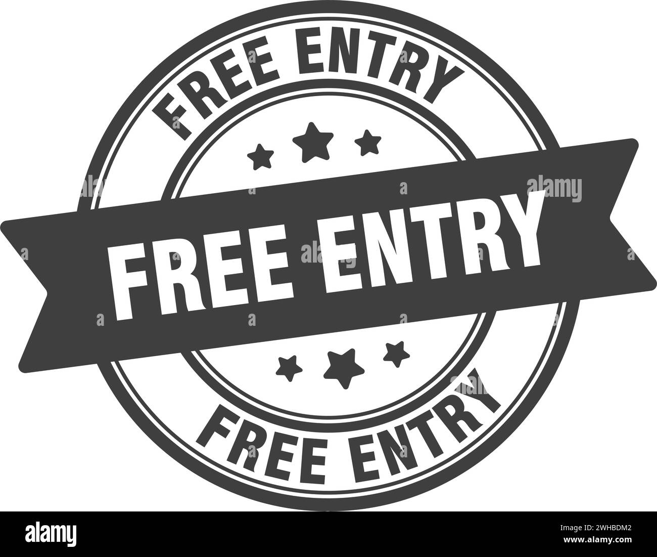 free entry stamp. free entry round sign. label on transparent ...