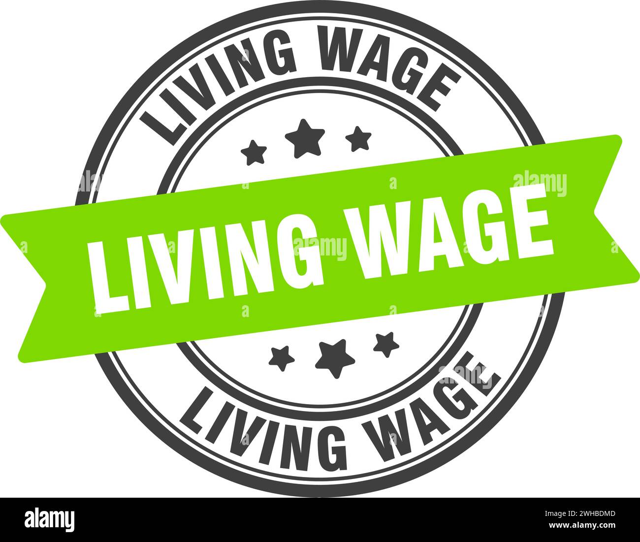 living wage stamp. living wage round sign. label on transparent ...