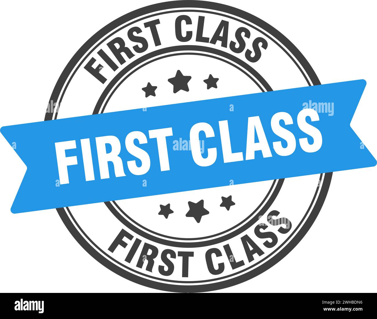 first class stamp. first class round sign. label on transparent ...