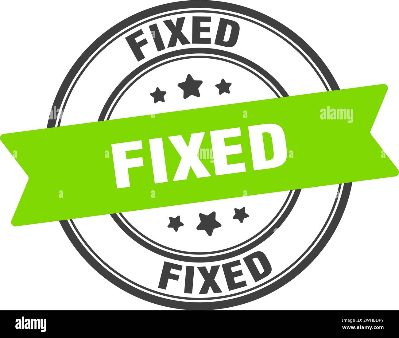 fixed stamp. fixed round sign. label on transparent background Stock ...