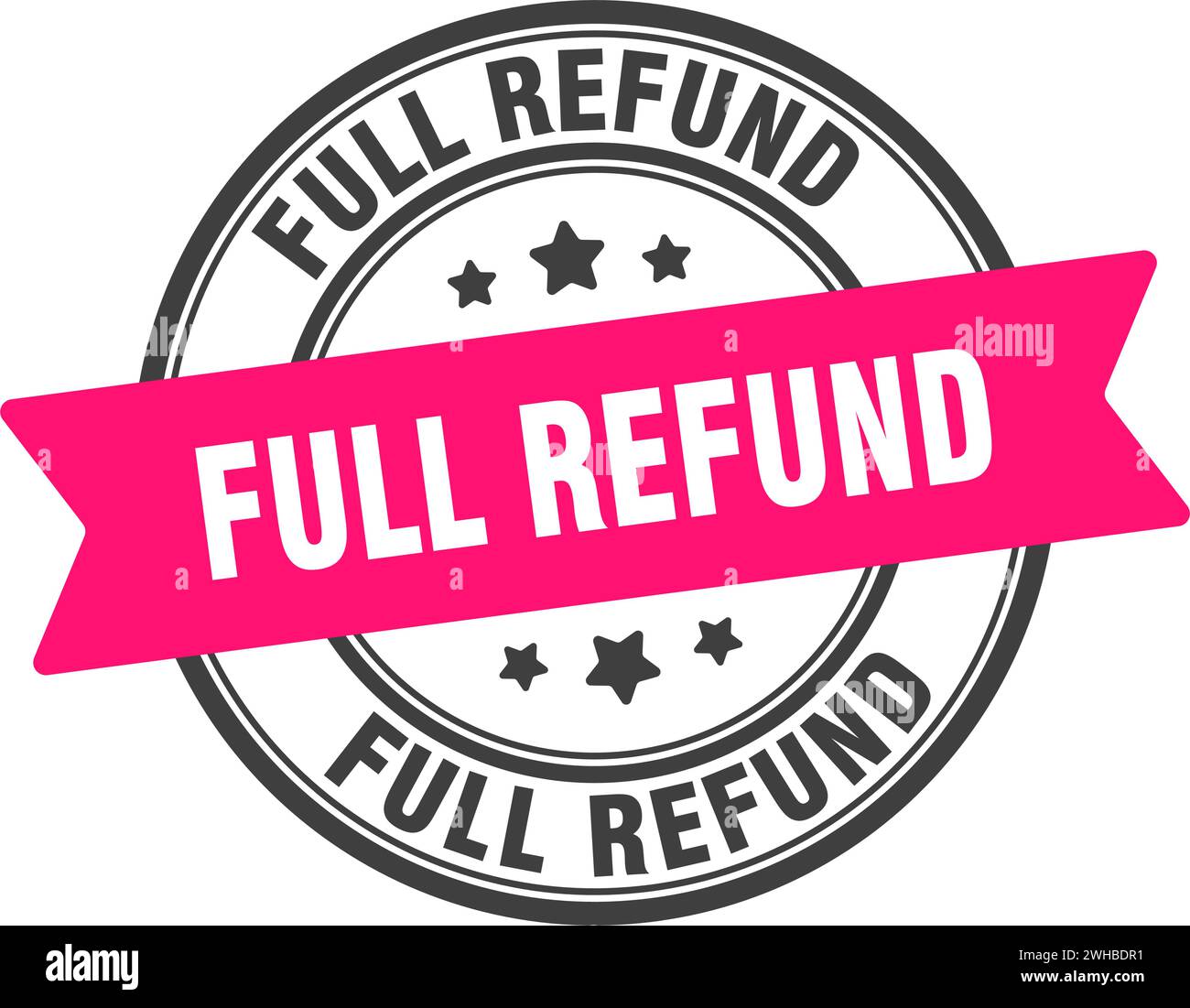 full refund stamp. full refund round sign. label on transparent ...