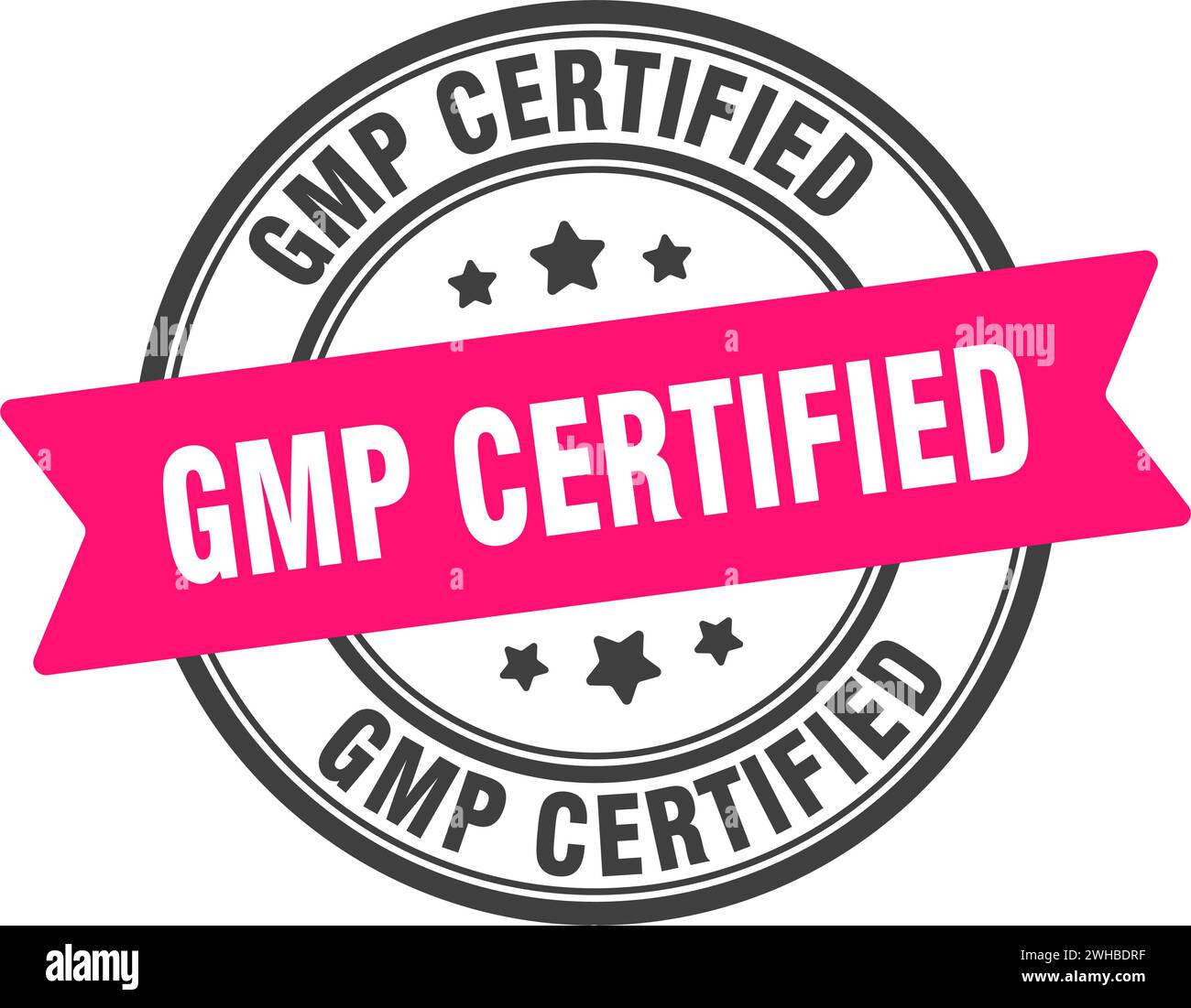 gmp certified stamp. gmp certified round sign. label on transparent ...