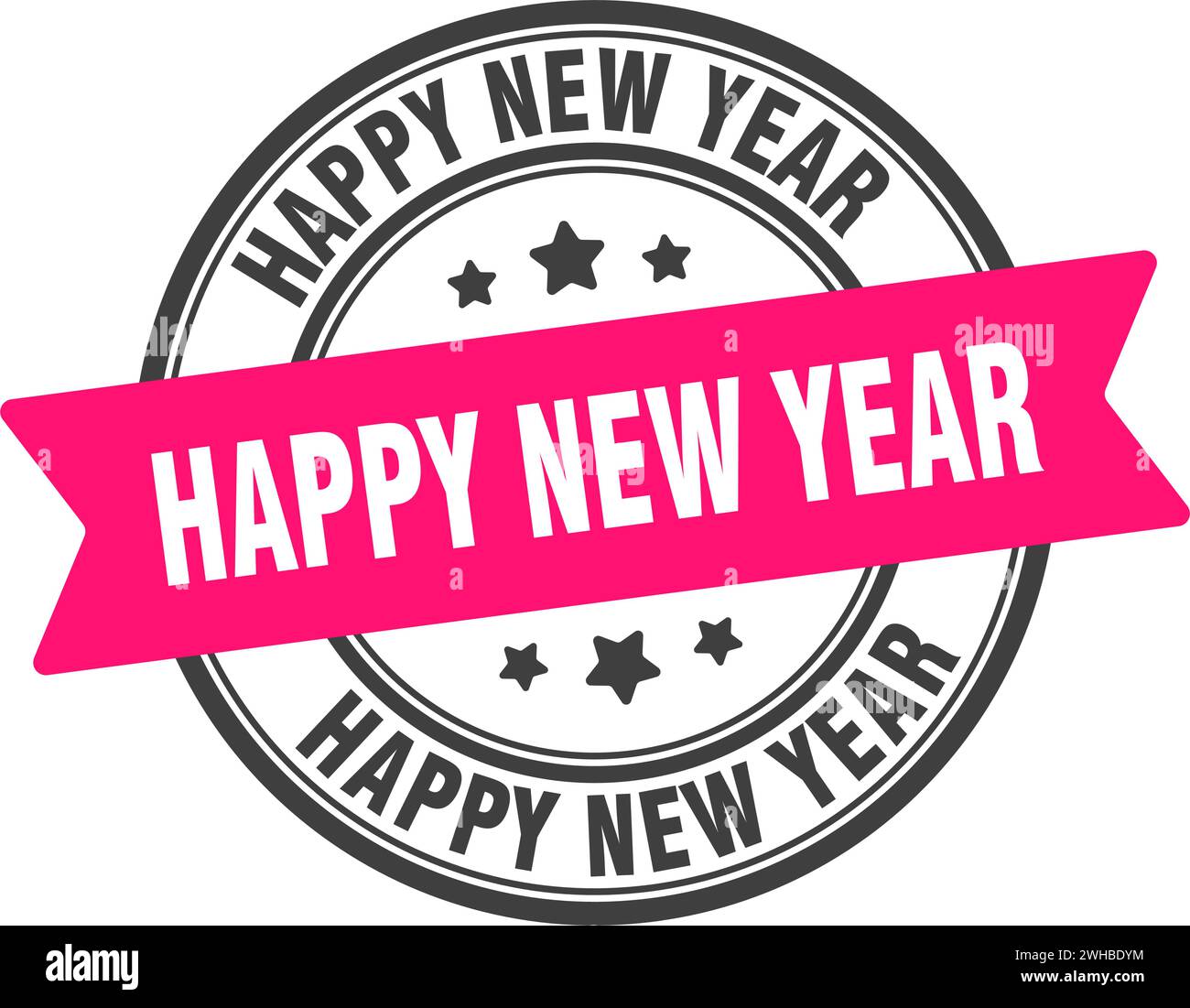 happy new year stamp. happy new year round sign. label on transparent ...