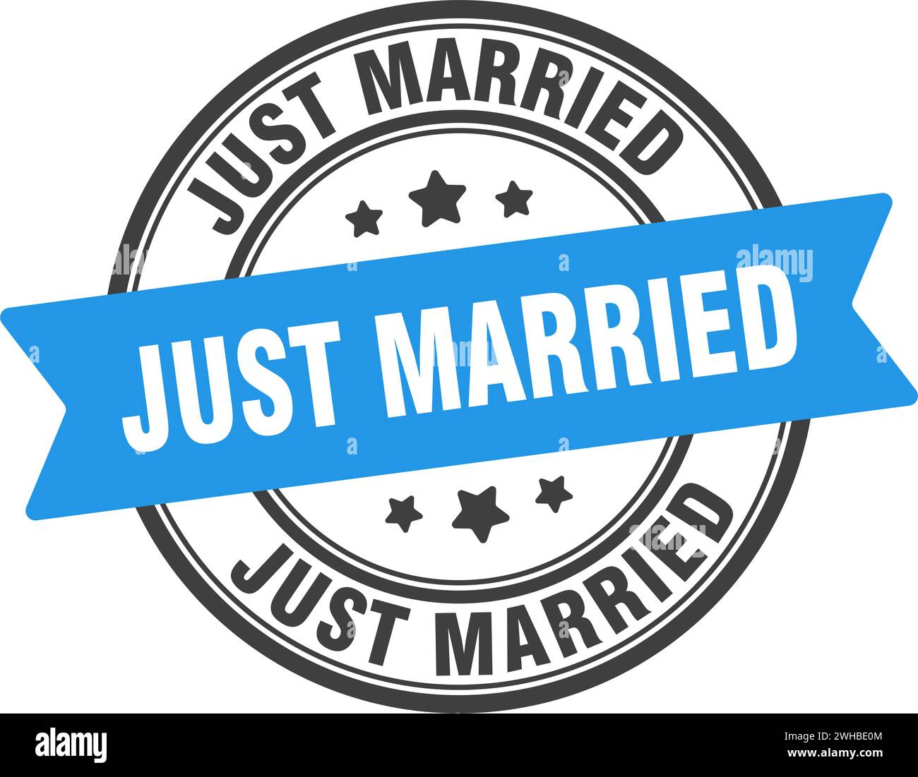 just married stamp. just married round sign. label on transparent ...