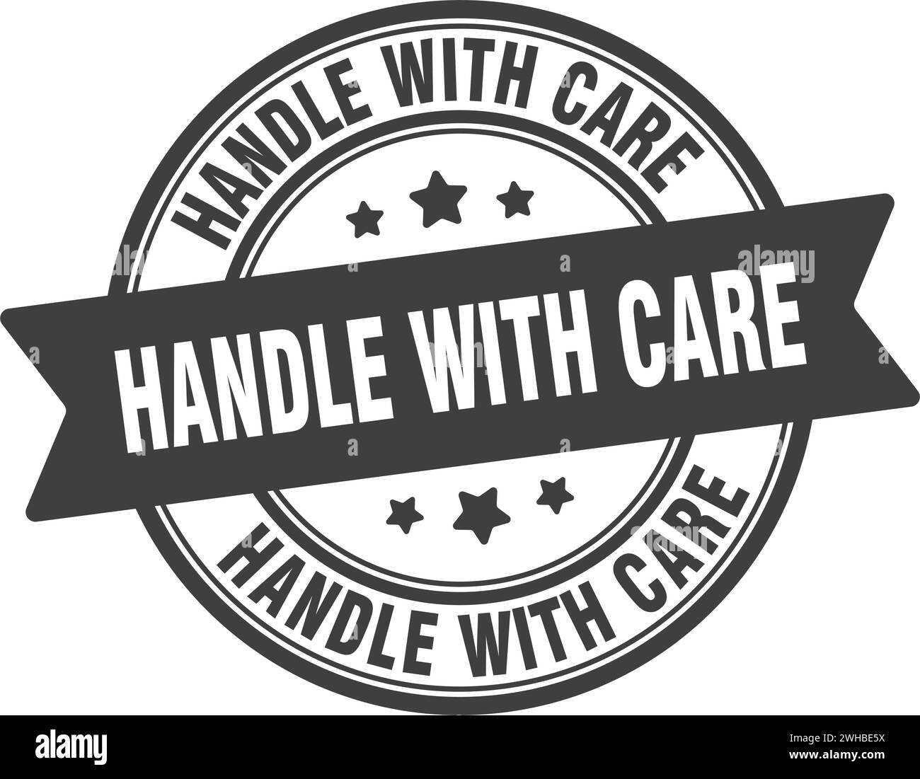 handle with care stamp. handle with care round sign. label on ...