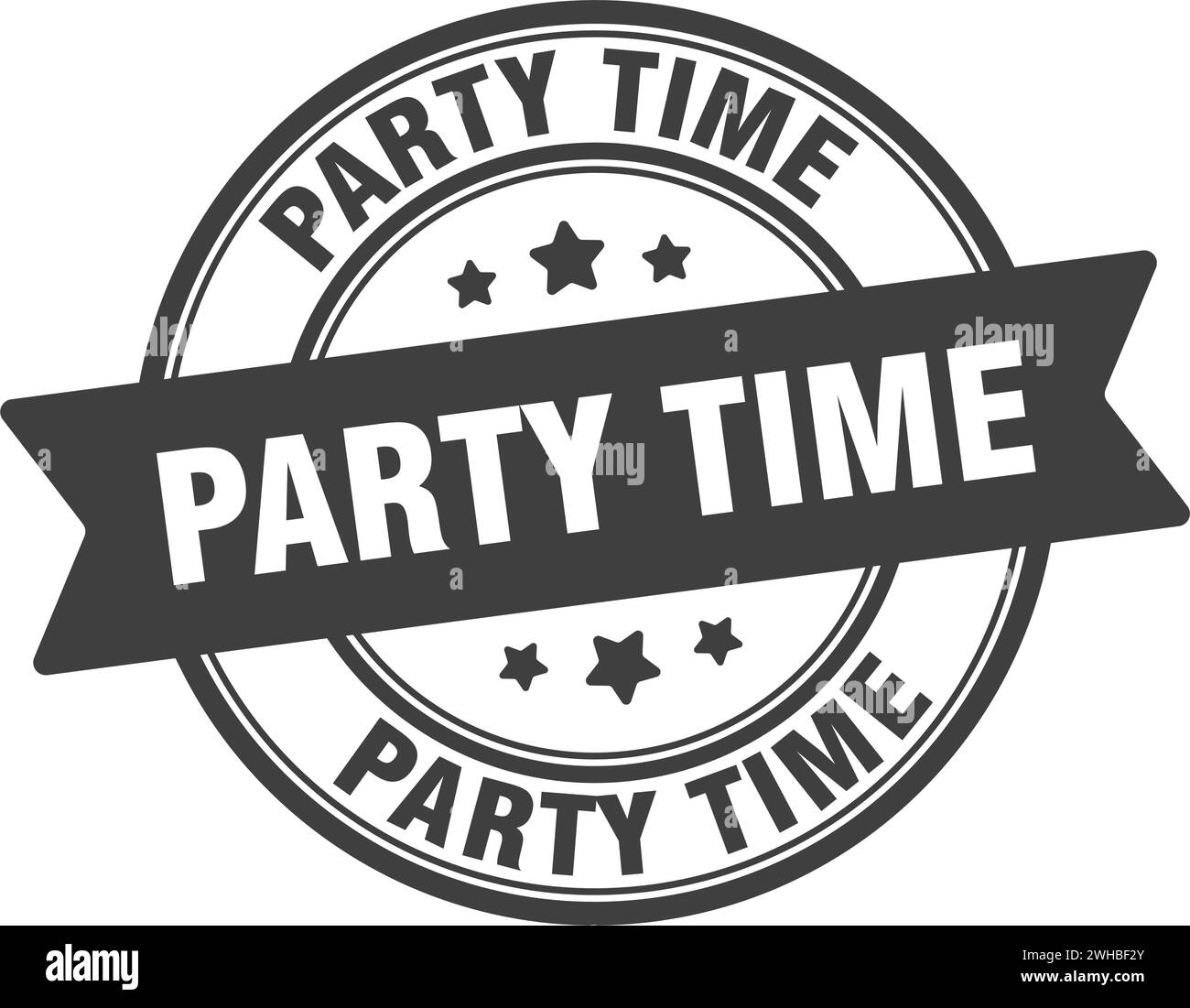 party time stamp. party time round sign. label on transparent ...