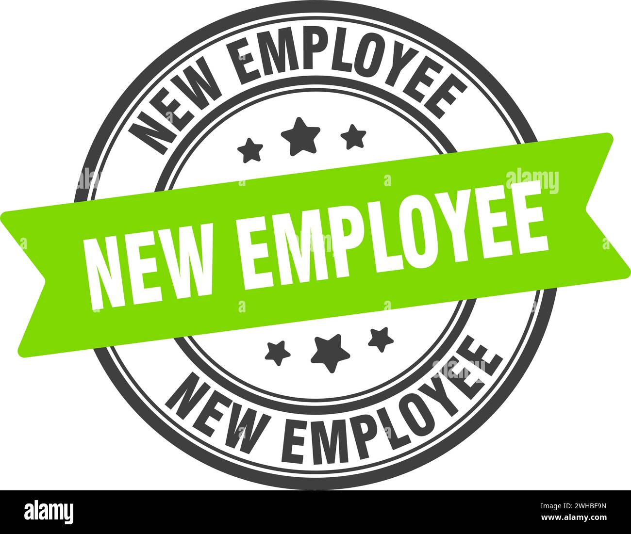 new employee stamp. new employee round sign. label on transparent ...