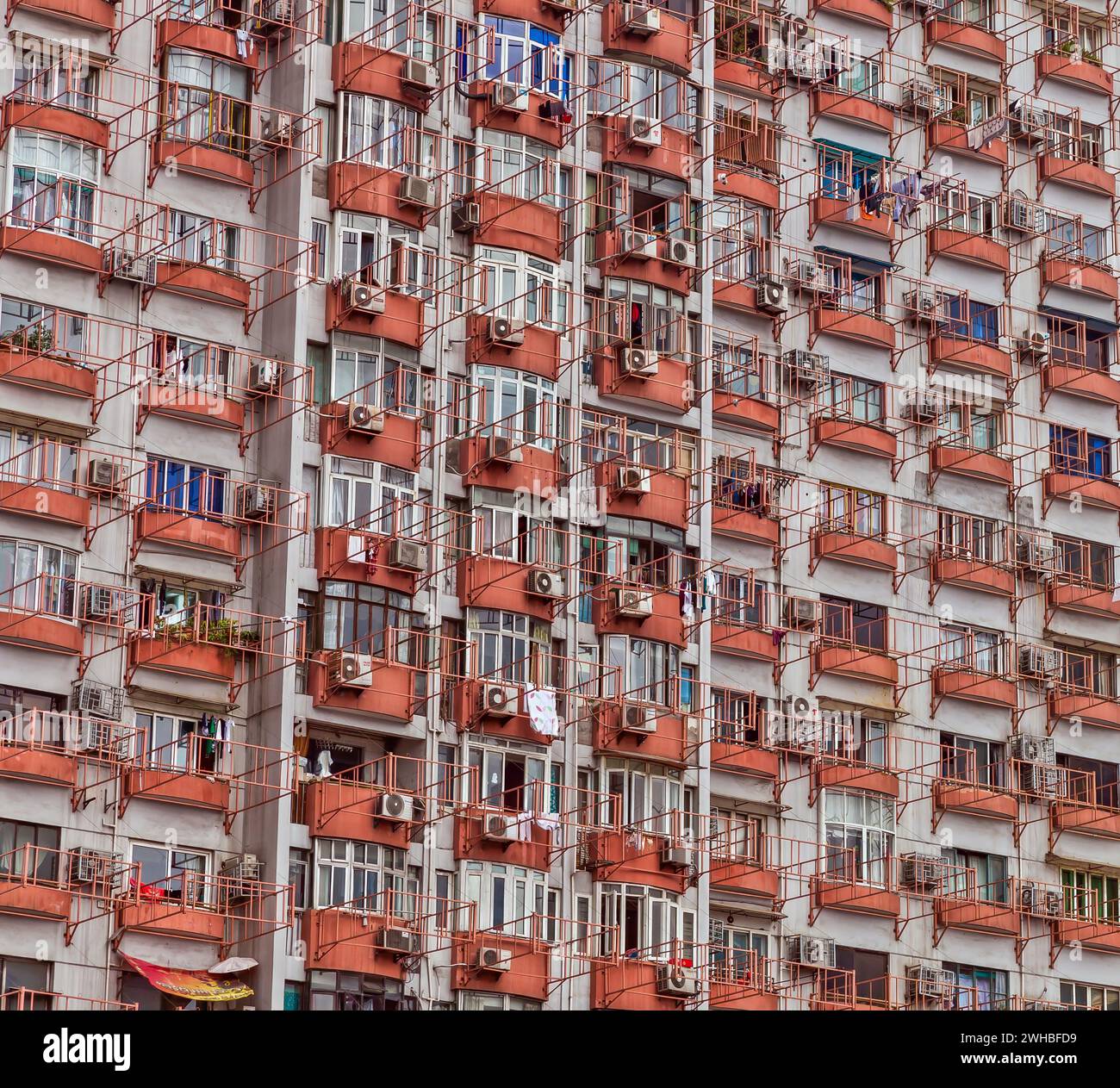 Image of a façade of a high-rise building with uniform shapes and ...