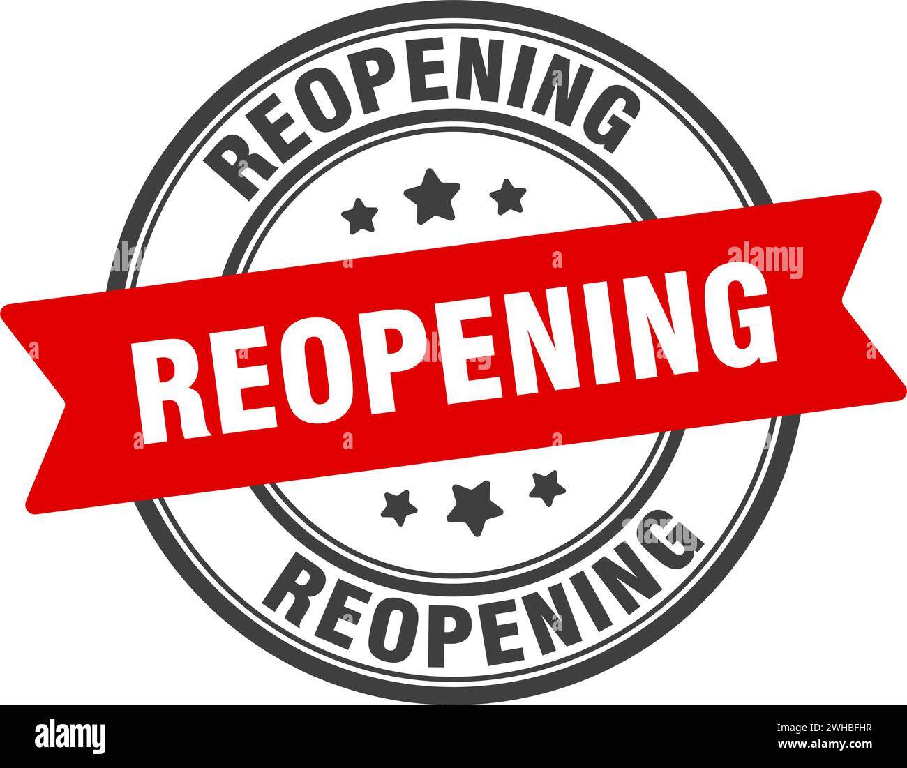 reopening stamp. reopening round sign. label on transparent background ...
