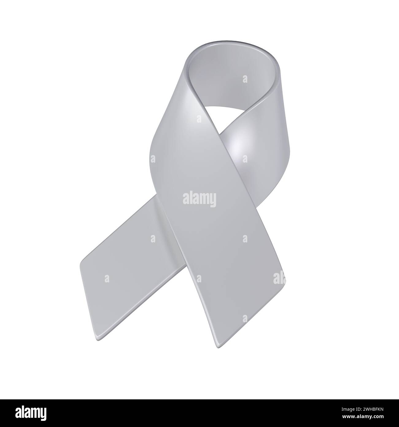 Brain Cancer 3d grey ribbon sign. Awareness Month Symbol Closeup, May ...