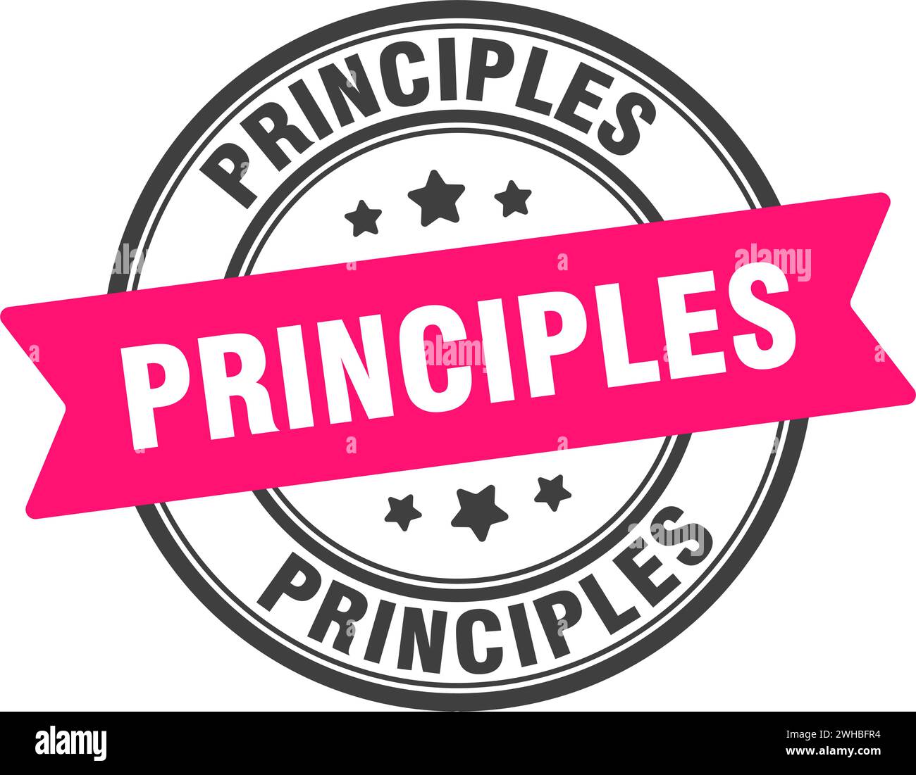 principles stamp. principles round sign. label on transparent ...