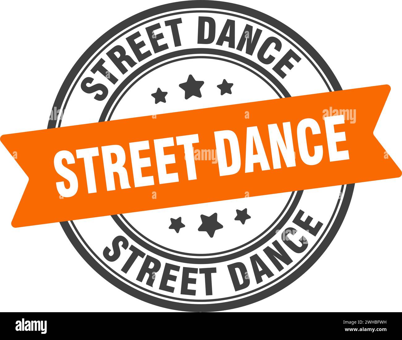 street dance stamp. street dance round sign. label on transparent ...