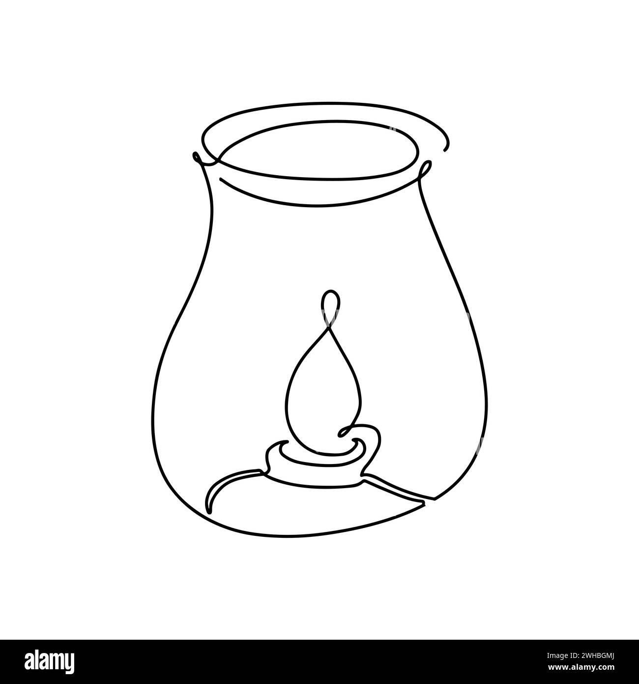 Candle in single continuous line. Hand drawn style. Vector illustration ...