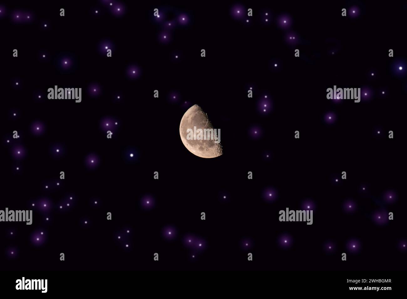 Full resolution of sharp young moon with background stars Stock Photo ...