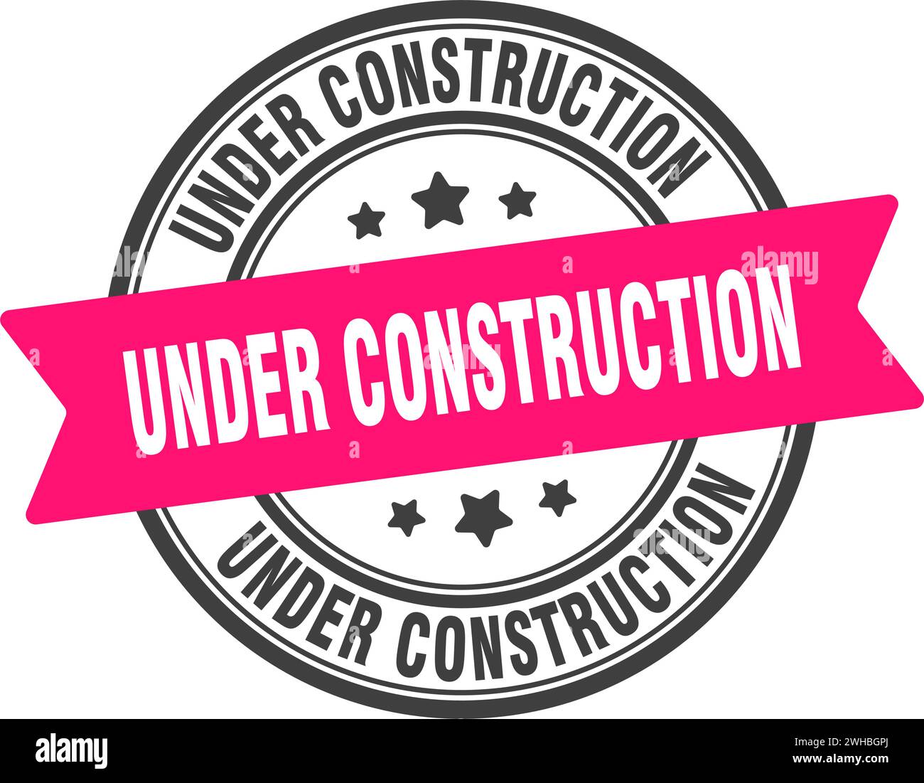 under construction stamp. under construction round sign. label on ...