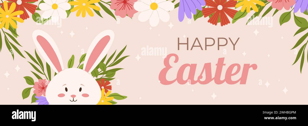 Easter horizontal banner template. Design for celebration spring ...
