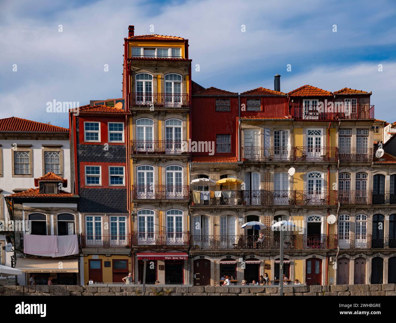 Houses on the Waterfront at Cais Da Ribeira, River Douro, Porto ...