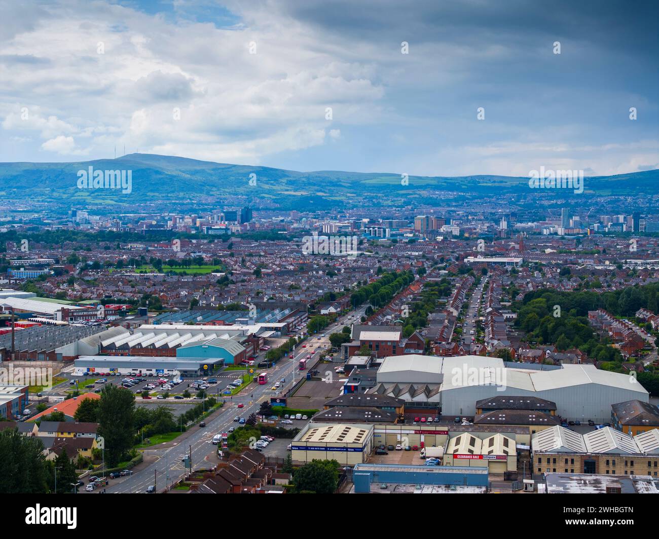 Aerial photograph of Belfast from upper castlereagh road, east Belfast ...