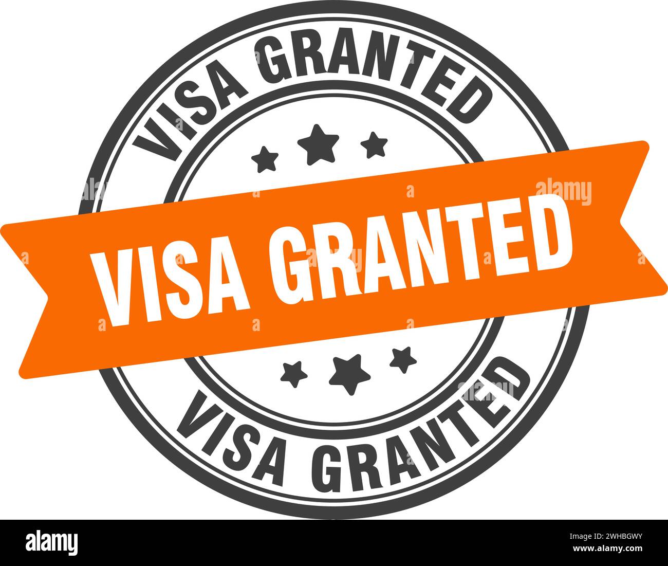 visa granted stamp. visa granted round sign. label on transparent ...