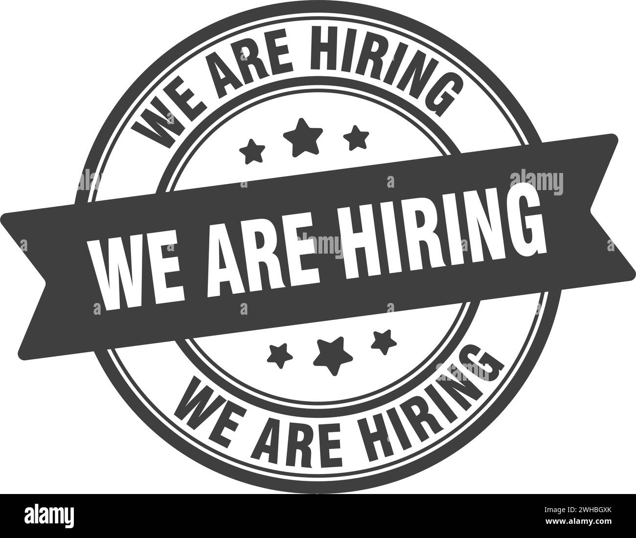 we are hiring stamp. we are hiring round sign. label on transparent ...