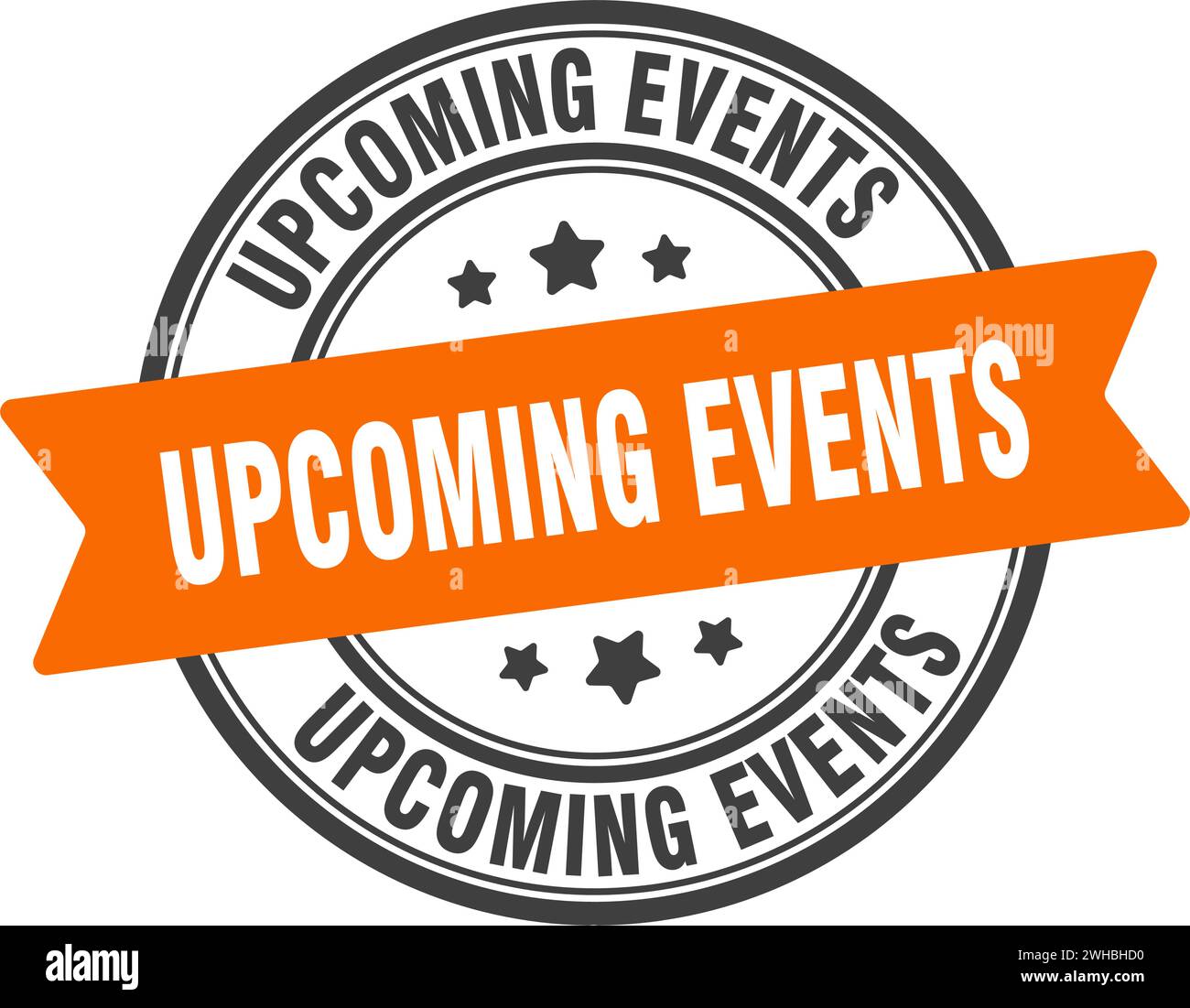upcoming events stamp. upcoming events round sign. label on transparent ...