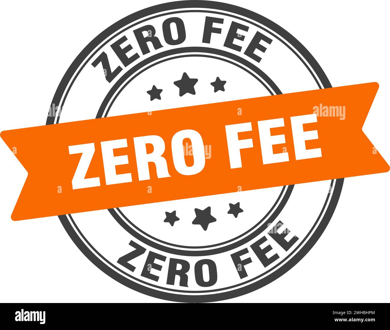 zero fee stamp. zero fee round sign. label on transparent background ...