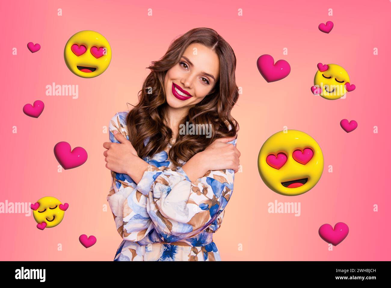 Creative poster collage of pretty charming girl dating girlfriend ...