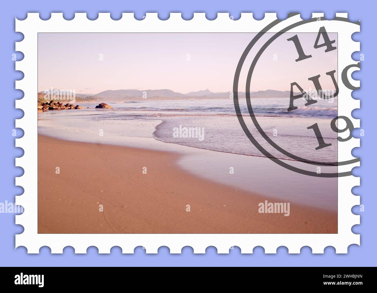 The beach stamp Stock Photo - Alamy
