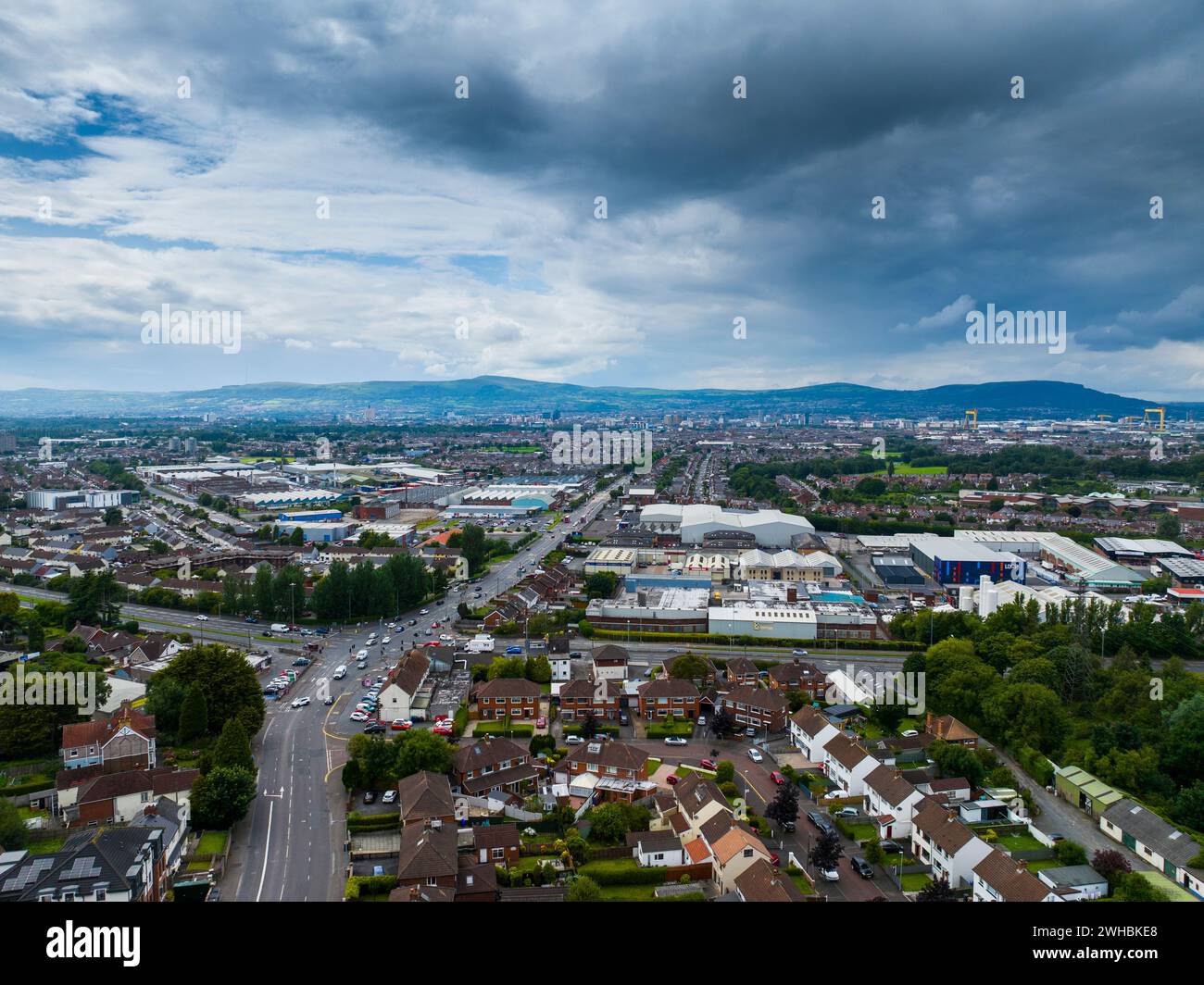 Aerial photograph of Belfast from upper castlereagh road, east Belfast ...