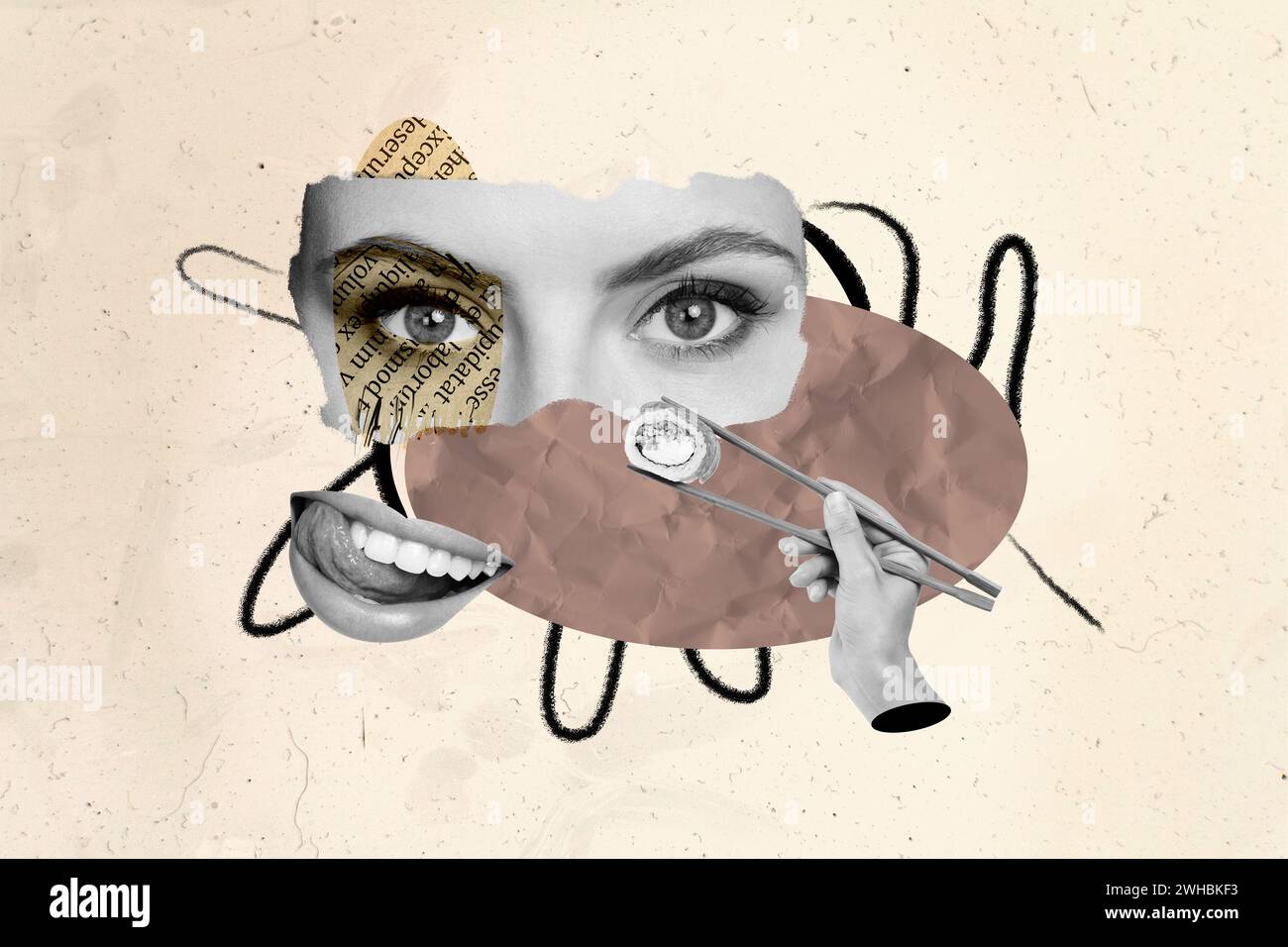 Cartoon girl eating collage element hi-res stock photography and images ...