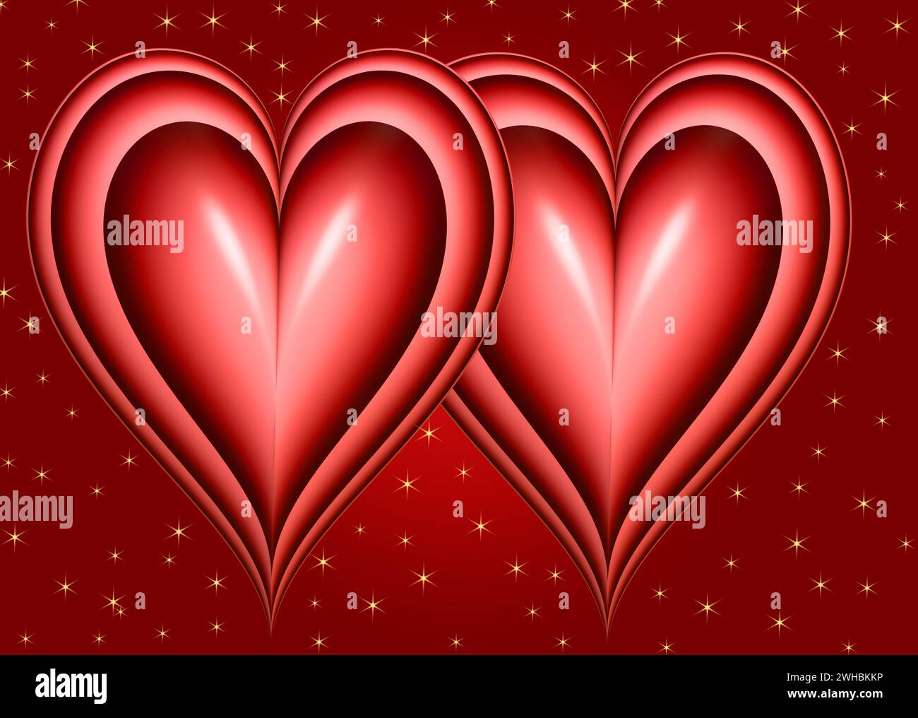 Two red hearts Stock Photo - Alamy