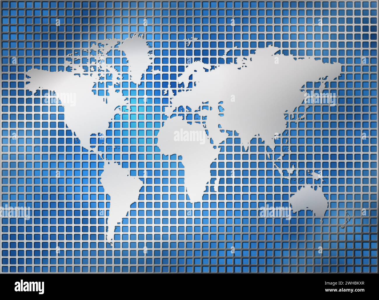 Metal grid world map Stock Photo - Alamy
