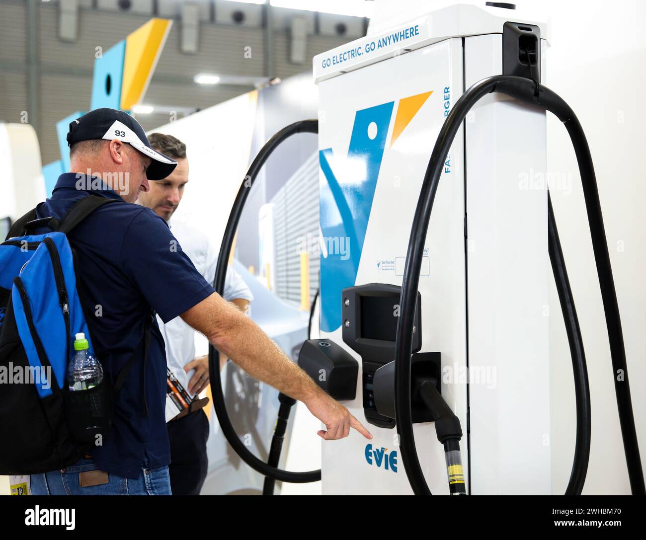Sydney, Australia. 9th Feb, 2024. Visitors learn about an electric ...