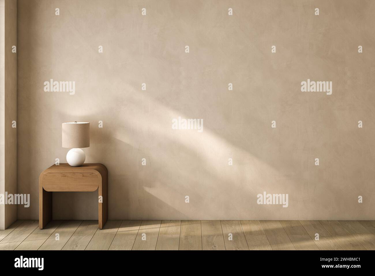 empty living room with beige tones wall Stock Photo - Alamy