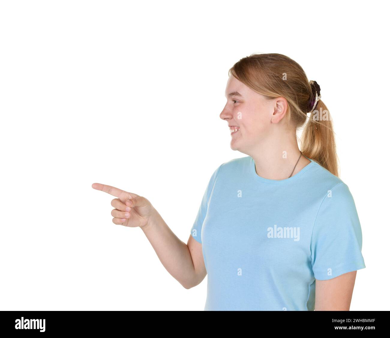 Teenage girl pointing Stock Photo - Alamy
