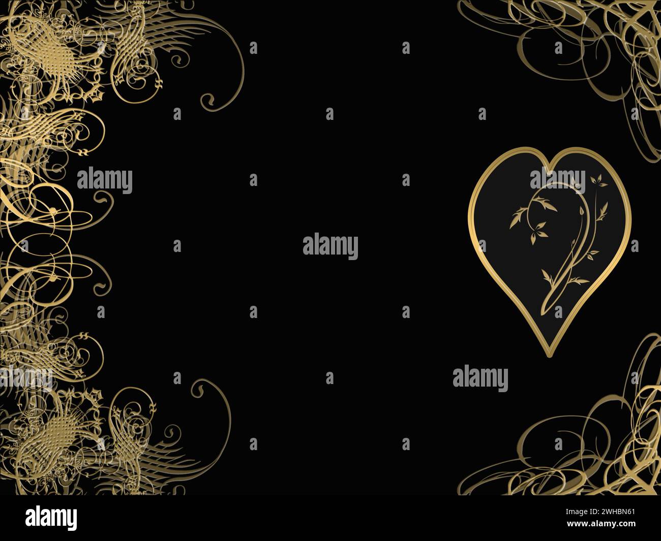 Elegant golden arabesque design with love heart Stock Photo - Alamy