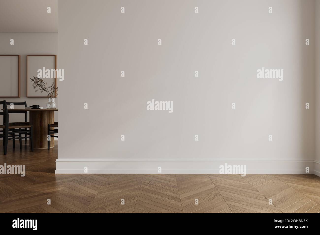 Modern bright interior empty room , table with chairs. Mock up ...