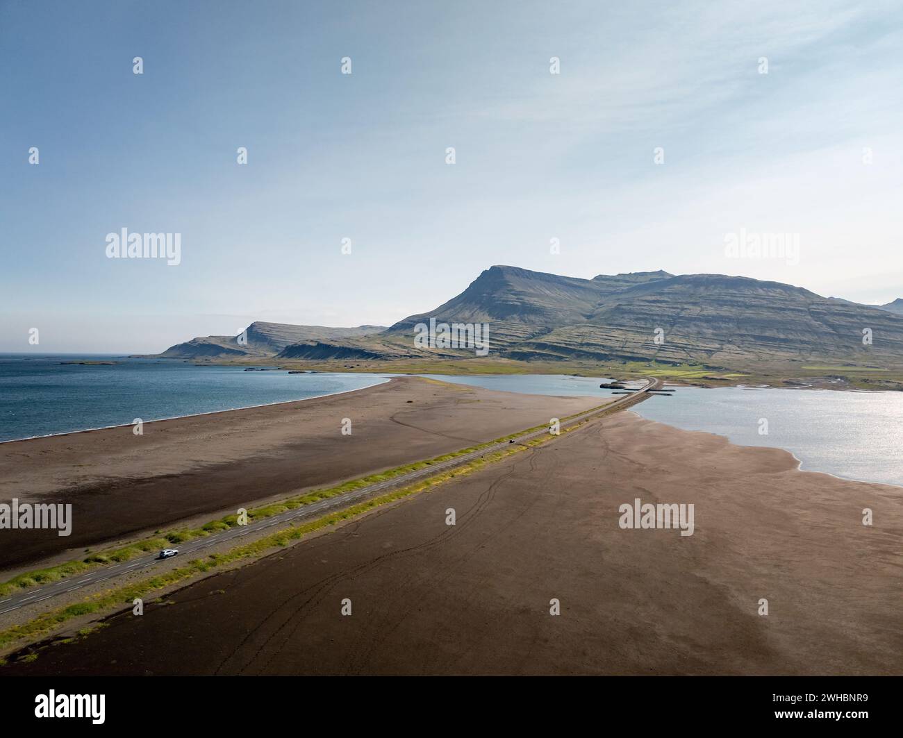 Stunning panoramic view of incredible Icelandic fjord, with mountains ...