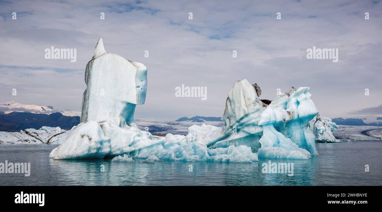 Icelandic glacial scenery, magnificent ice form, iceberg floating in ...