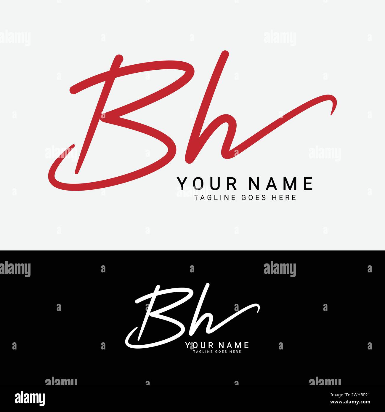 B, H, BH Initial letter logo. Alphabet BH Handwritten Signature logo ...
