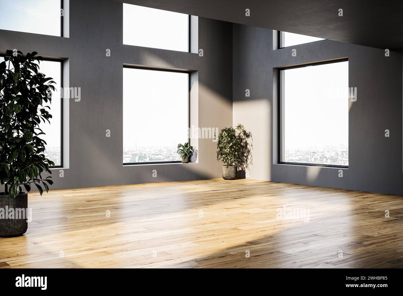 Empty room big windows 3d hi-res stock photography and images - Alamy