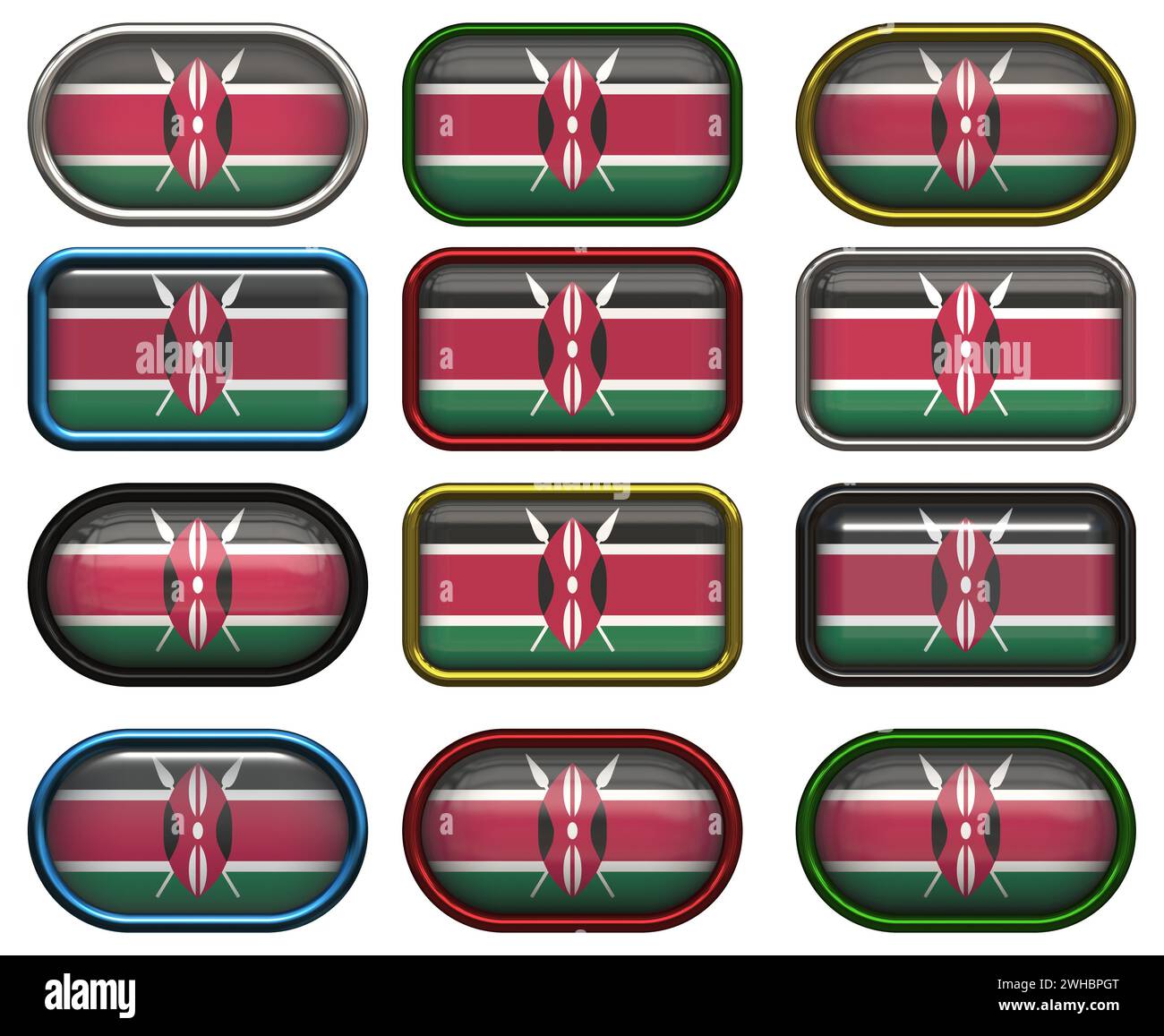 12 buttons of the Flag of Kenya Stock Photo - Alamy