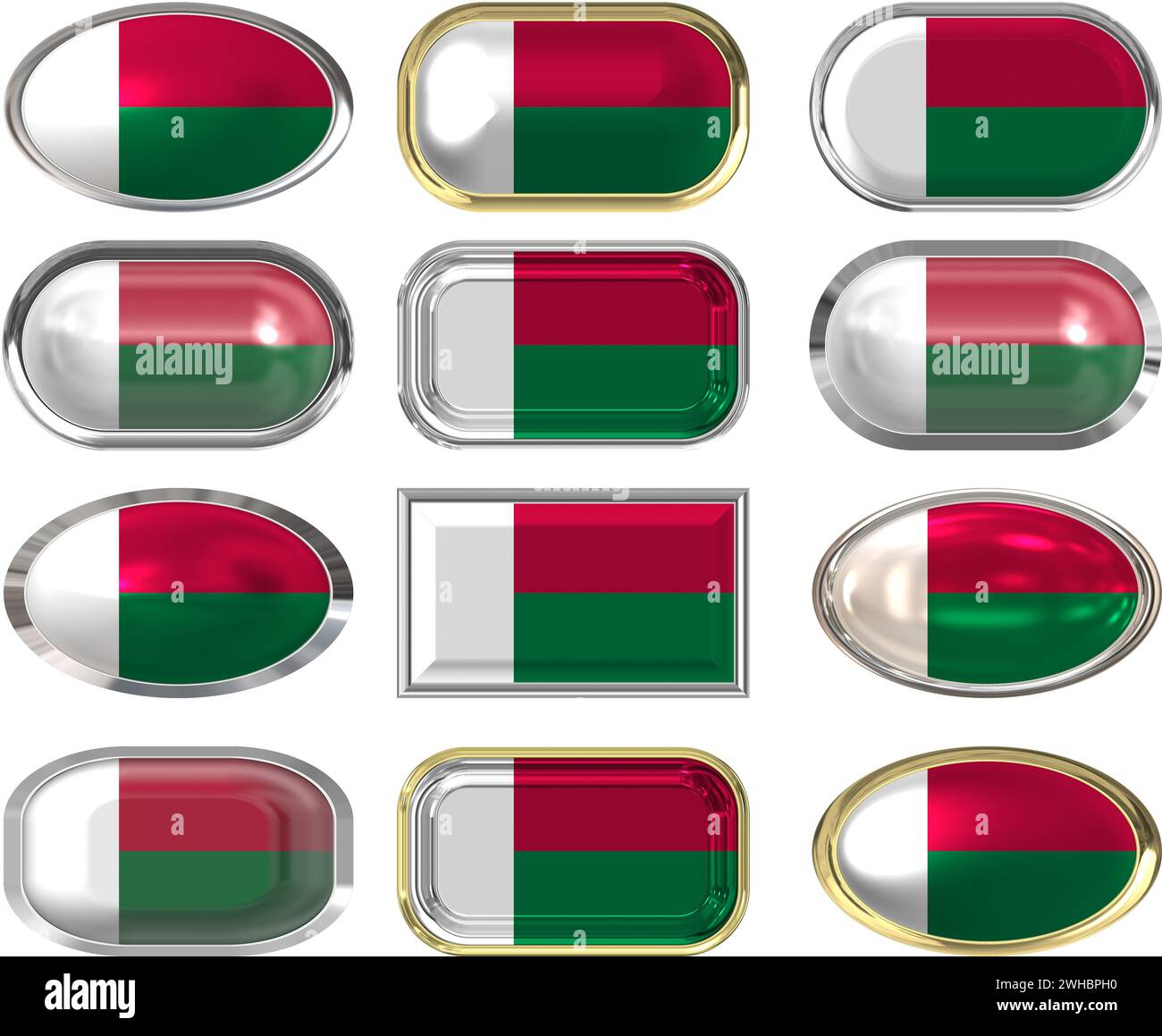 12 buttons of the Flag of Madagascar Stock Photo - Alamy