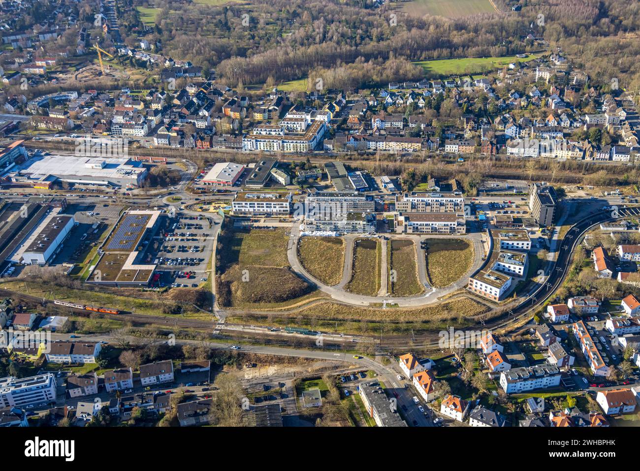 Luftbild, Baustelle mit Neubau Wohnhäuser Hombrucher Bogen, Barop ...