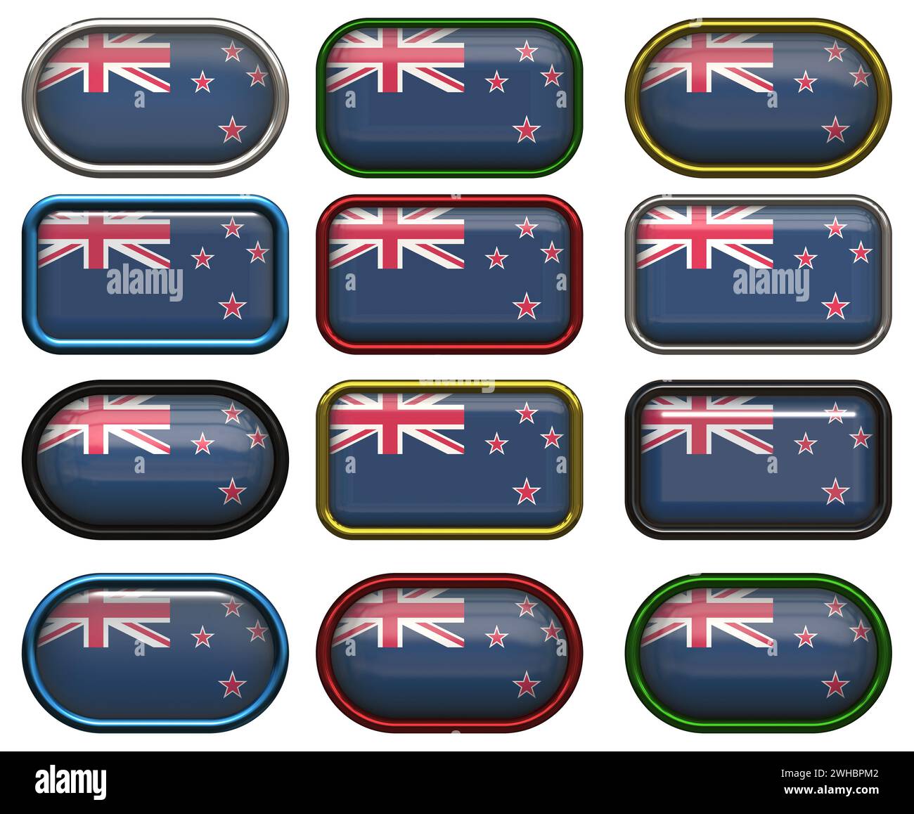 12 buttons of the Flag of New Zealand Stock Photo - Alamy